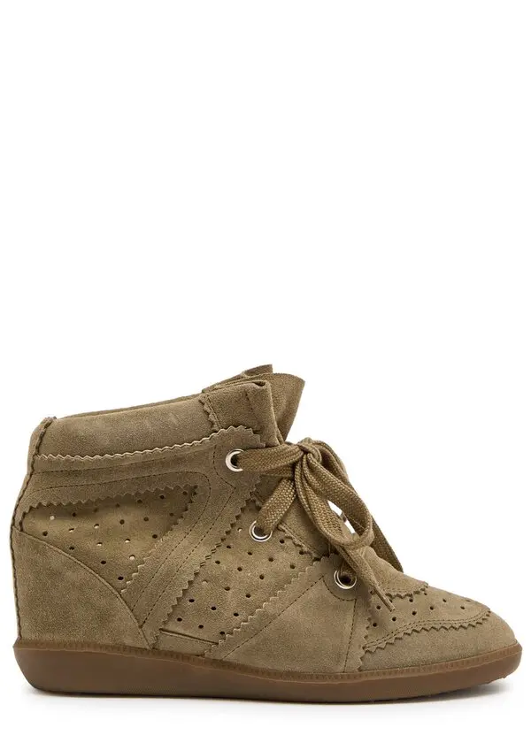 Isabel Marant Étoile Bobby 50 Perforated Suede Wedge Sneakers - Brown