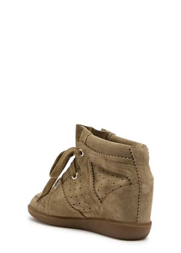 Isabel Marant Étoile Bobby 50 Perforated Suede Wedge Sneakers - Brown