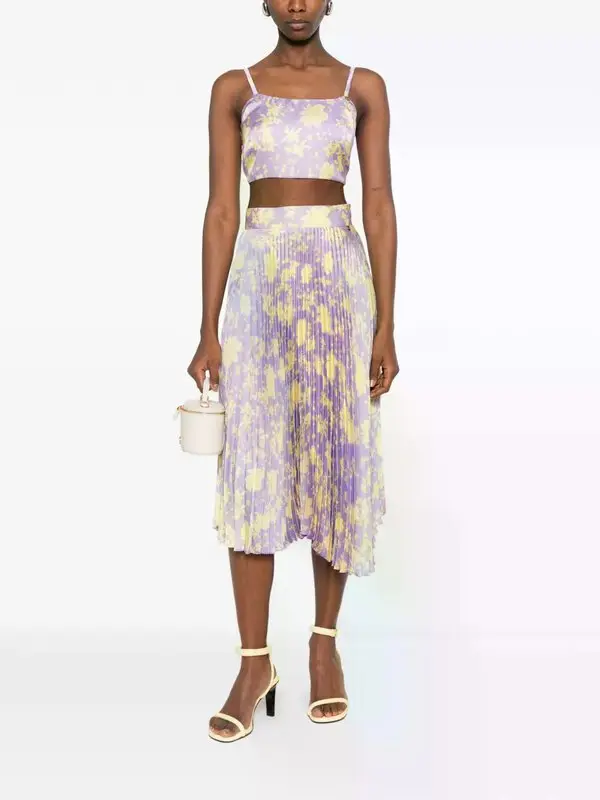CATALINA Floral Pleated Midi Skirt