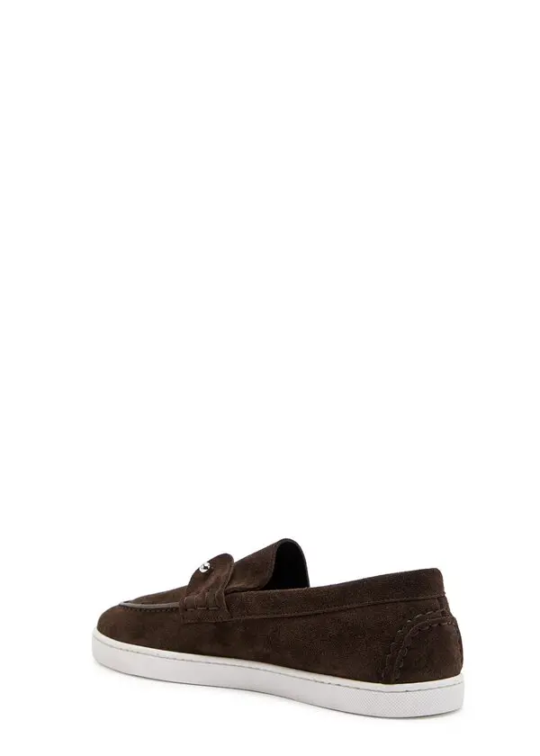CHRISTIAN LOUBOUTIN Suede Loafers With Penny Strap - Brown
