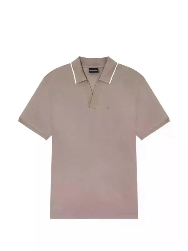 Emporio Armani V-neck Piqué Polo Shirt - Neutrals
