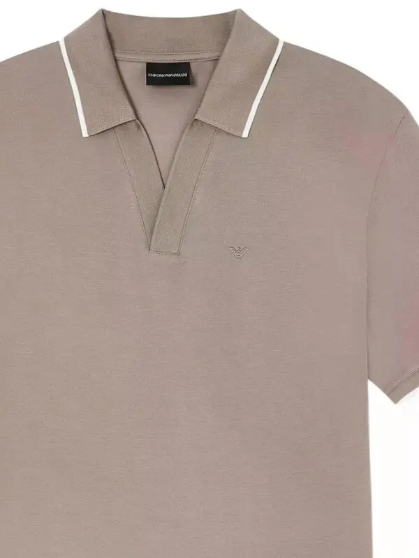 Emporio Armani V-neck Piqué Polo Shirt - Neutrals