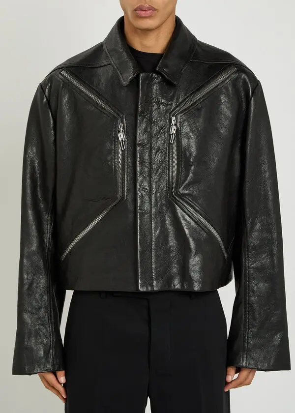 Rick Owens Grained Leather Jacket - Black