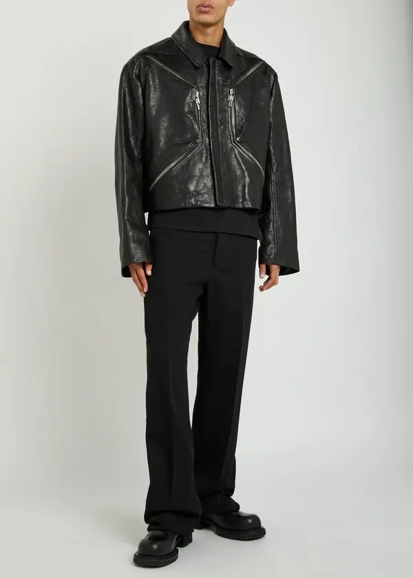 Rick Owens Grained Leather Jacket - Black