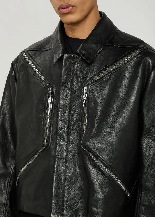 Rick Owens Grained Leather Jacket - Black