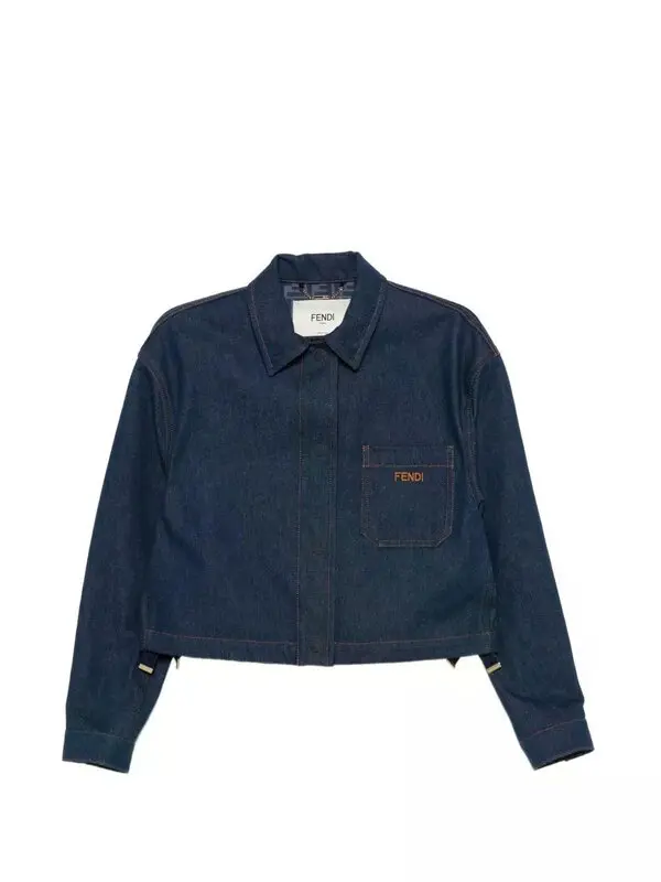 Fendi Logo-embroidered Denim Jacket - Blue