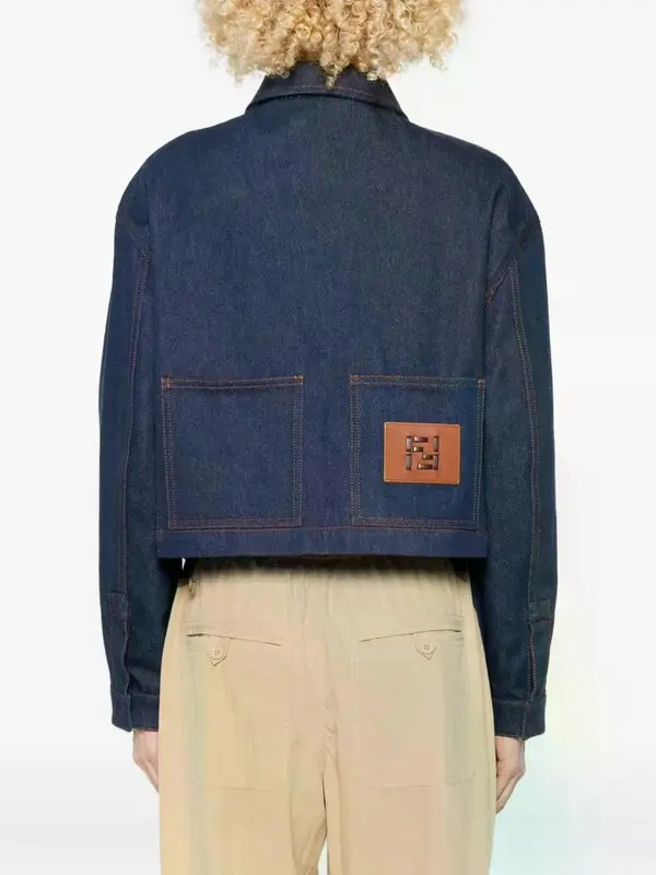 Fendi Logo-embroidered Denim Jacket - Blue