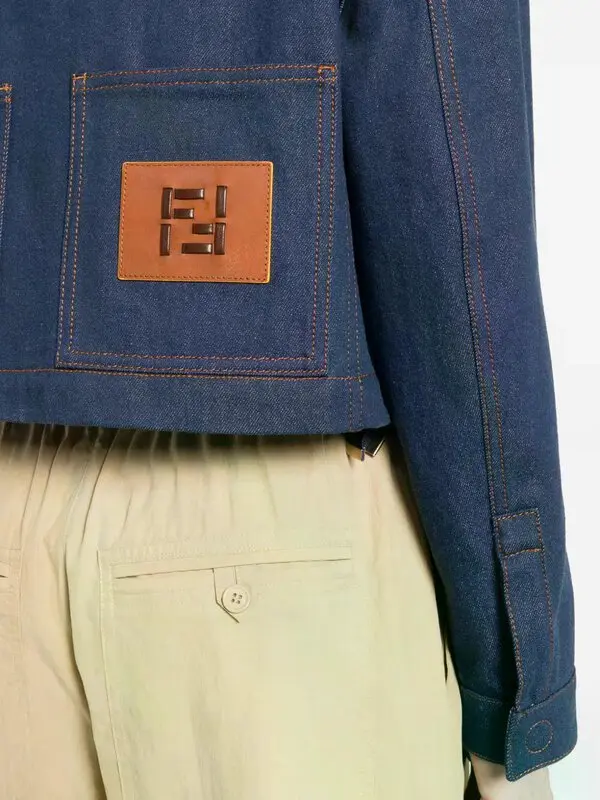 Fendi Logo-embroidered Denim Jacket - Blue