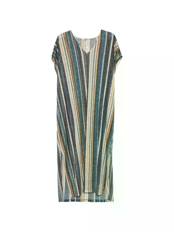 SIYU Striped V-neck Maxi Dress - Blue