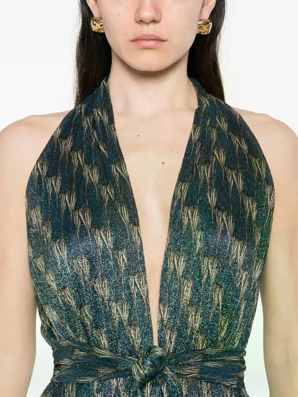 SIYU Printed V-neck Maxi Dress