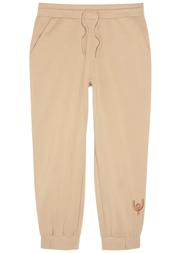 NOW YOU LIVE Magna Logo-embroidered Cotton-blend Sweatpants - Beige