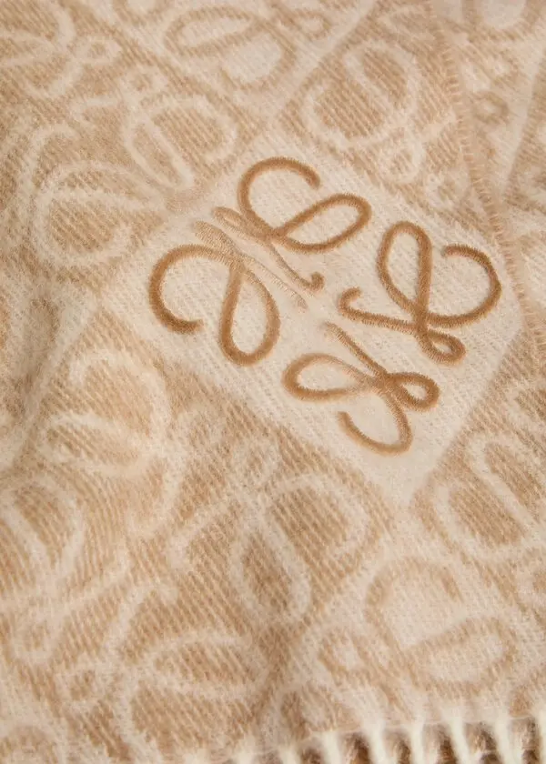 Loewe Anagram Alpaca And Wool-blend Scarf - Beige
