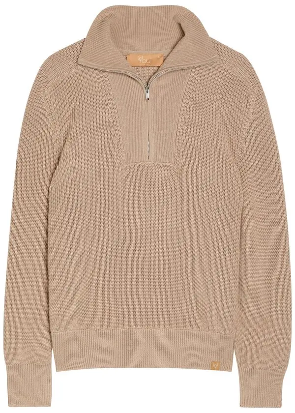 NOW YOU LIVE Welland Half-zip Cotton Jumper
