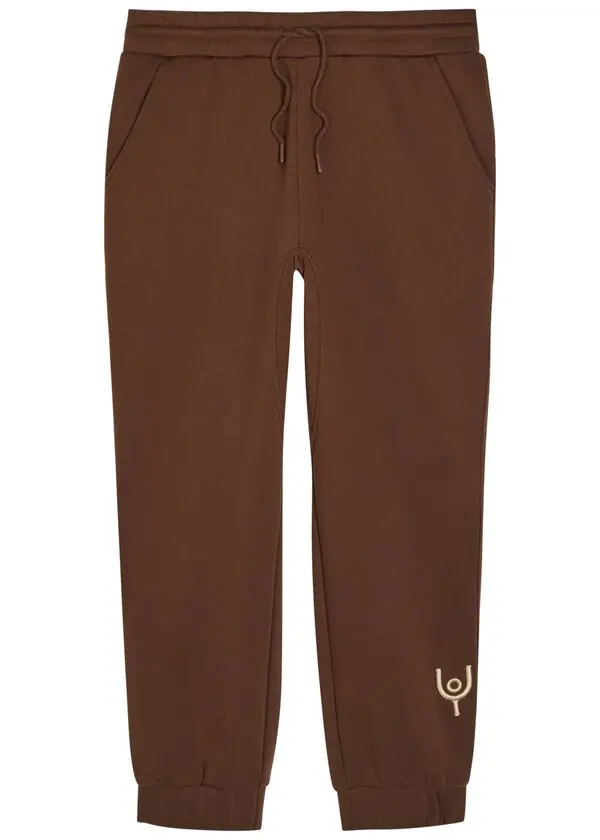 NOW YOU LIVE Magna Logo-embroidered Cotton-blend Sweatpants - Brown