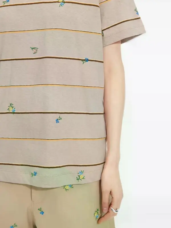 JNBY Striped Embroidered T-shirt