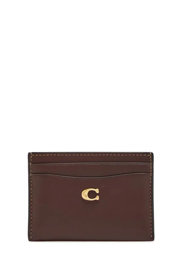 COACH Logo Leather Card Case - Brown