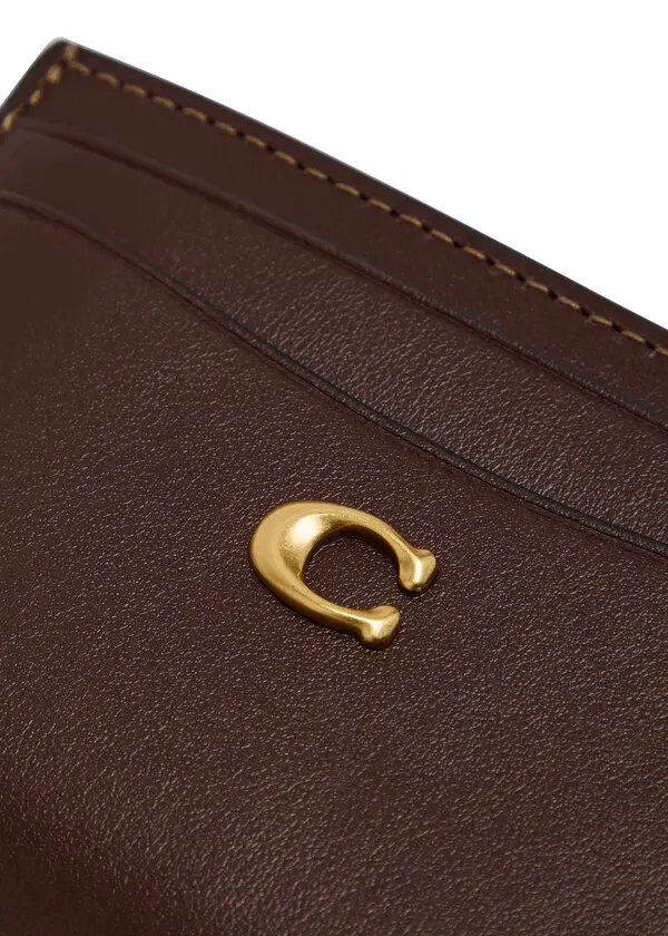 COACH Logo Leather Card Case - Brown
