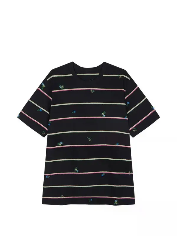 JNBY Embroidered Striped T-shirt - Black