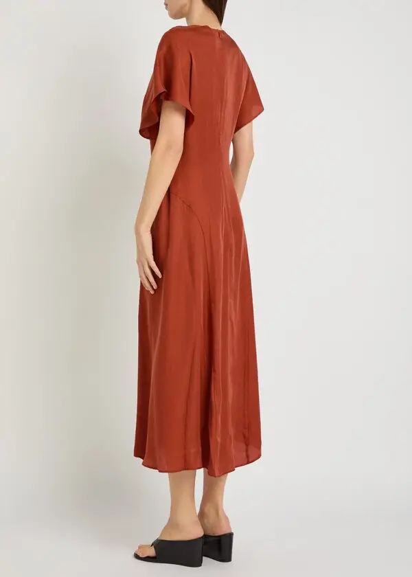 AKYN Hollie V-neck Lyocell Midi Dress