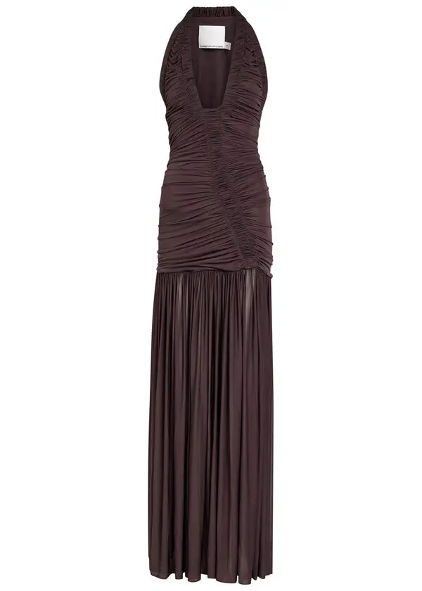Christopher Esber Ruched Jersey Maxi Dress - Dark Red