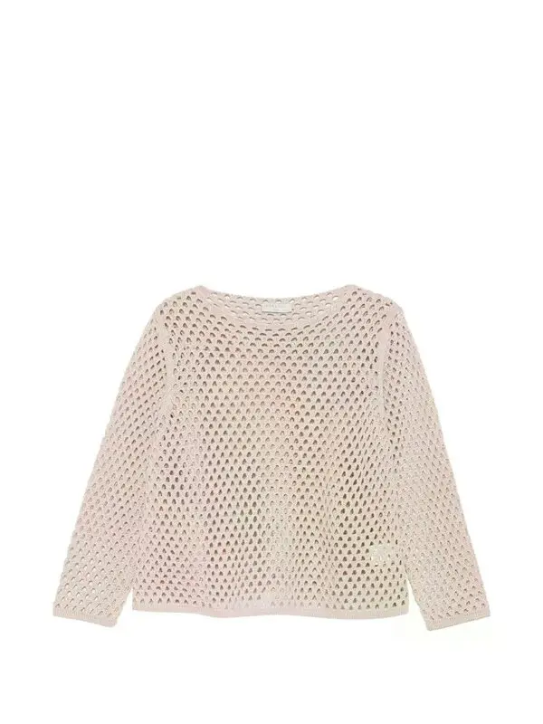 INTRECCI Open-knit Long Sleeve Sweater - Neutrals