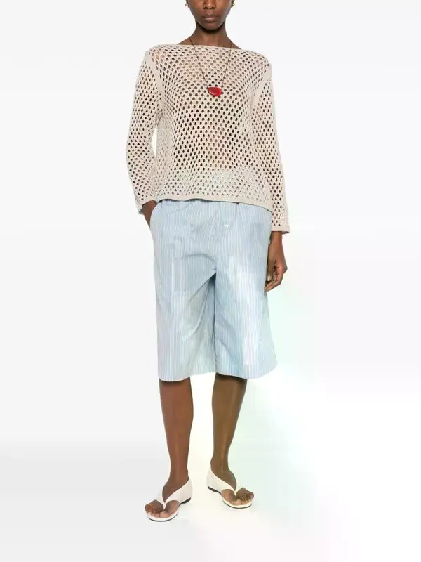 INTRECCI Open-knit Long Sleeve Sweater - Neutrals