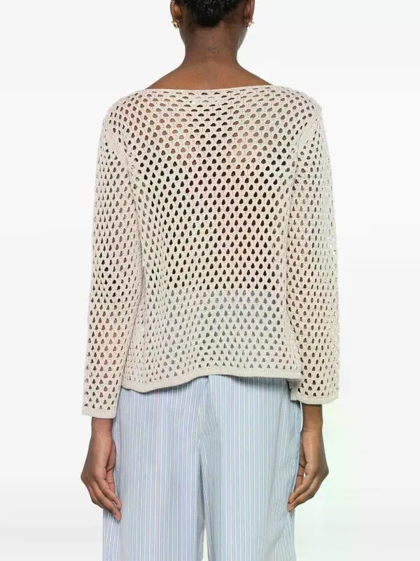 INTRECCI Open-knit Long Sleeve Sweater - Neutrals