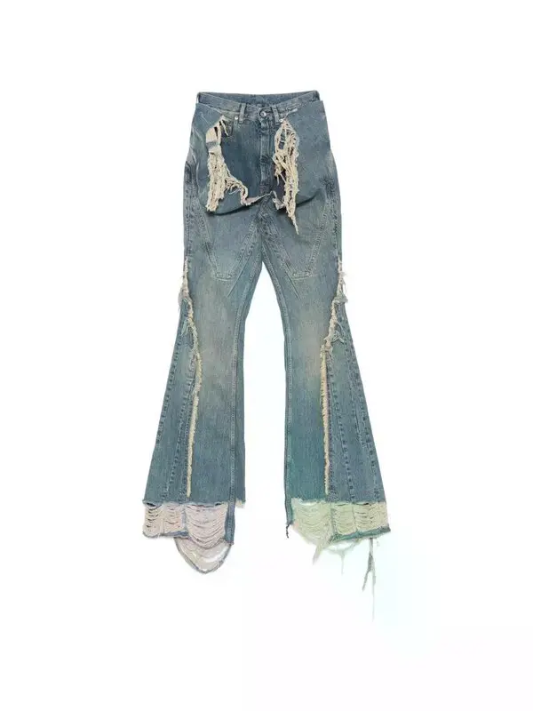 Rick Owens Distressed Flared Jeans - Blue