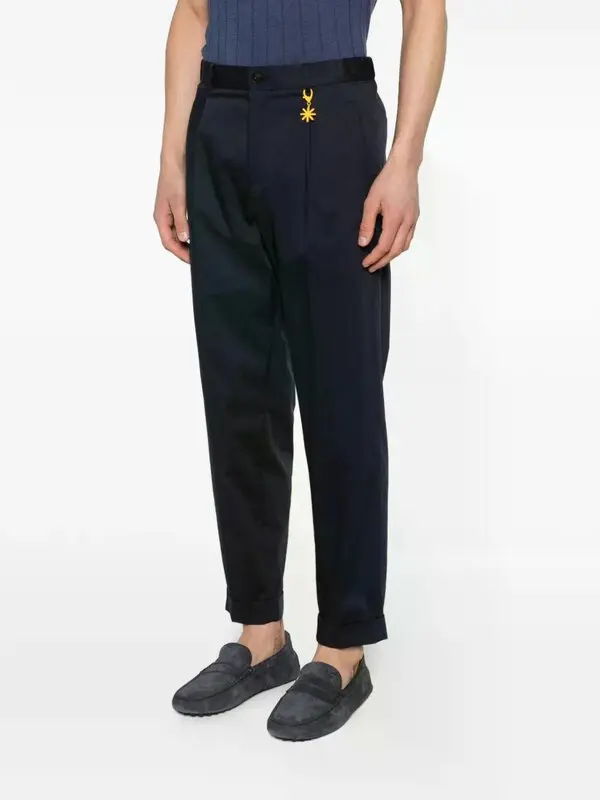 MANUEL RITZ Button-fastening Trousers With Charm Detail - Blue
