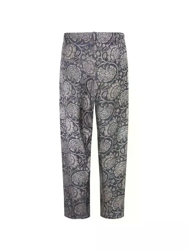 UMA WANG Floral-print Trousers - Black