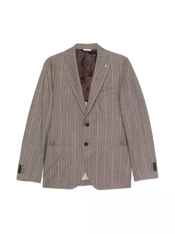MANUEL RITZ Striped Two-button Blazer - Brown