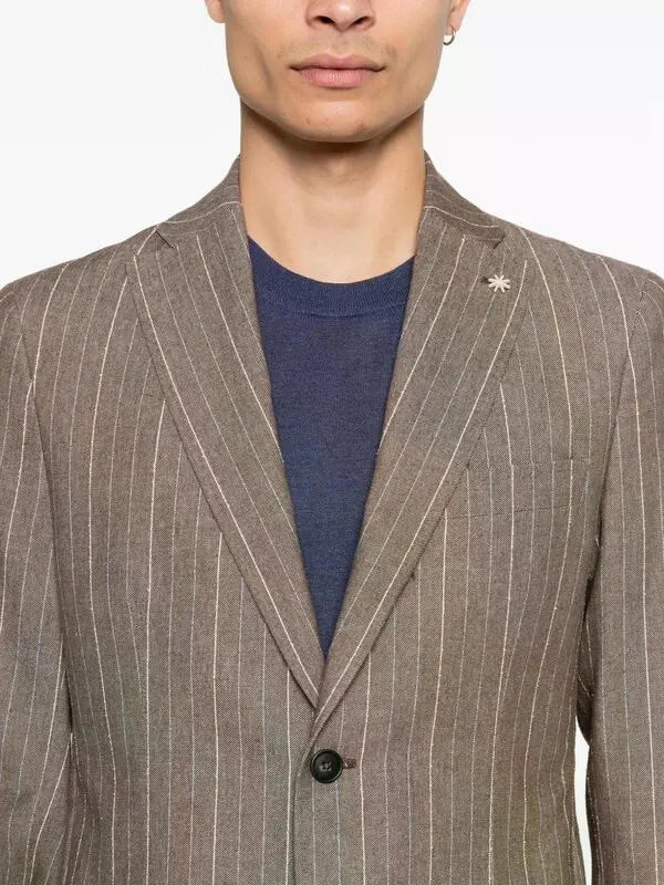 MANUEL RITZ Striped Two-button Blazer - Brown