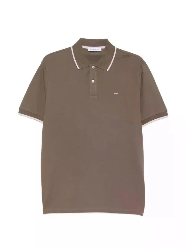 MANUEL RITZ Contrasting Piquet Polo Shirt - Brown