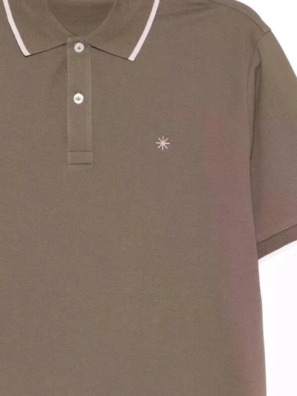 MANUEL RITZ Contrasting Piquet Polo Shirt - Brown