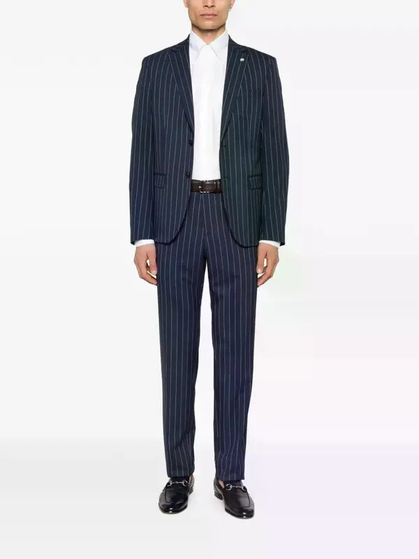 MANUEL RITZ Buttoned Striped Suit - Blue