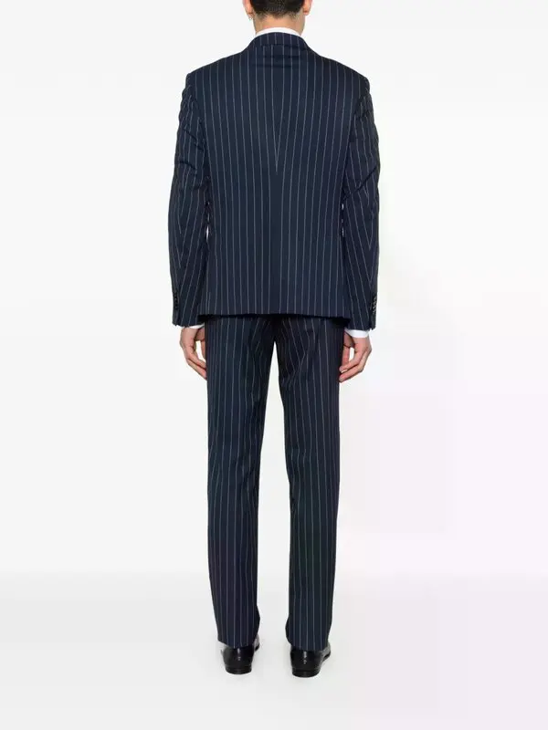 MANUEL RITZ Buttoned Striped Suit - Blue