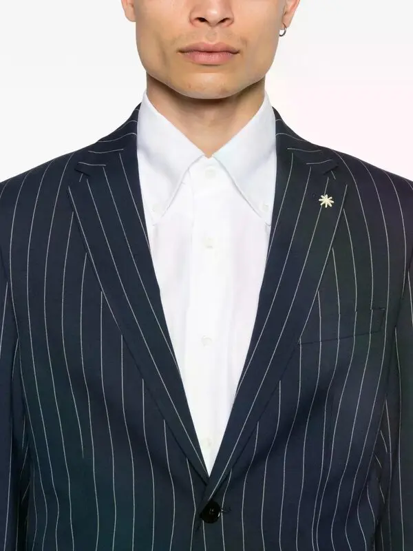 MANUEL RITZ Buttoned Striped Suit - Blue