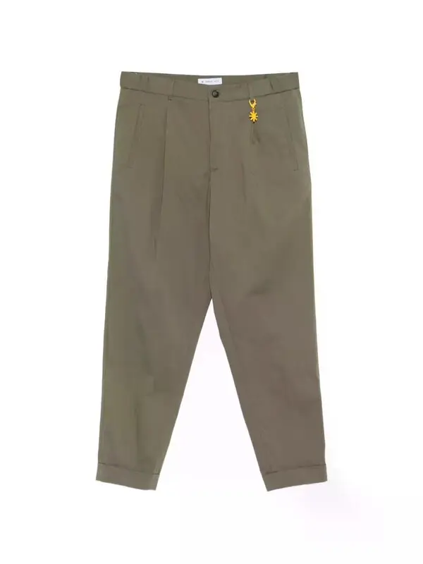 MANUEL RITZ Cuffed Pleated Trousers - Green