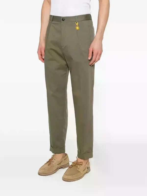MANUEL RITZ Cuffed Pleated Trousers - Green
