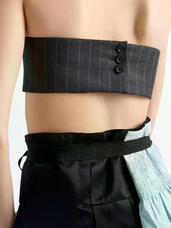 Prada Pinstripe Wool Bandeau Top