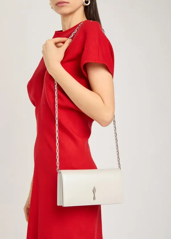 CHRISTIAN LOUBOUTIN Bettina Nappa Leather Clutch - White