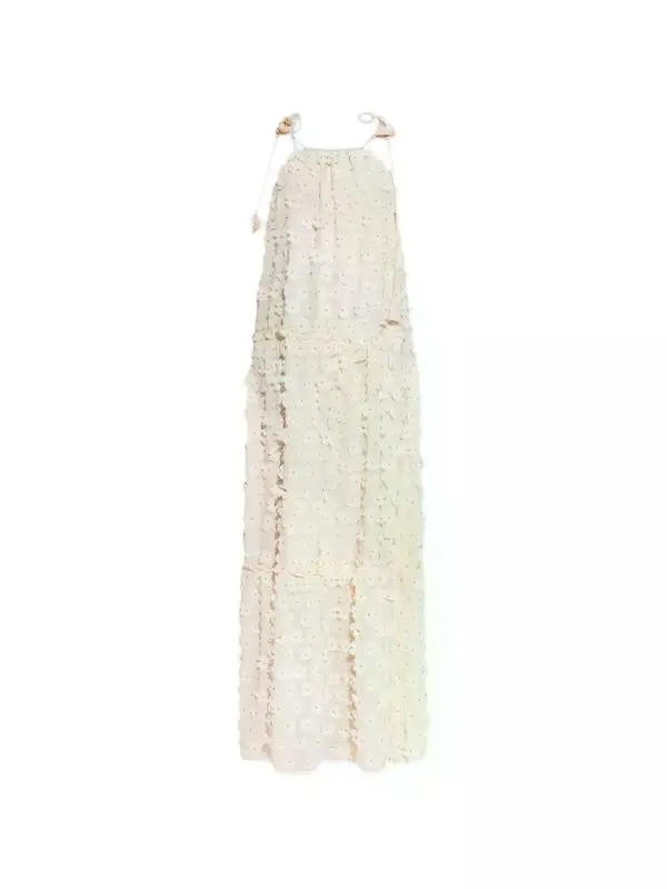 Munthe Floral-detail Maxi Dress - Neutrals