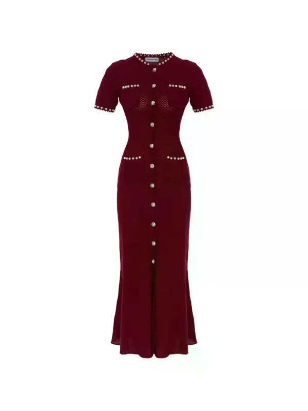 SELF-PORTRAIT Button Embellished Midi Dress