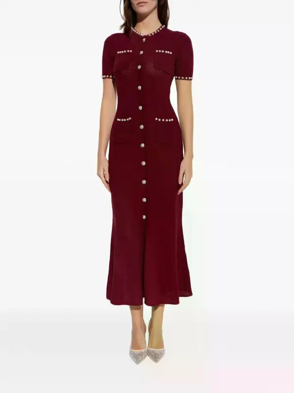 SELF-PORTRAIT Button Embellished Midi Dress