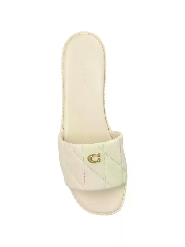 COACH Quilted Logo Sandals - Neutrals