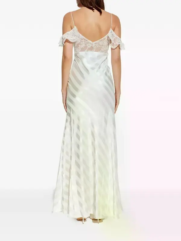SELF-PORTRAIT Lace-detailed Striped Maxi Dress - White