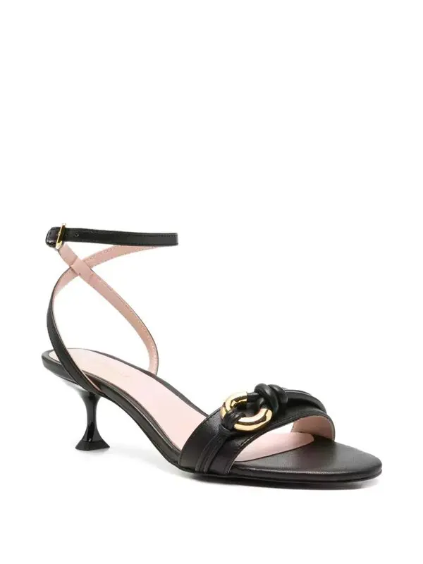 COCCINELLE Knot Leather Sandals - Black
