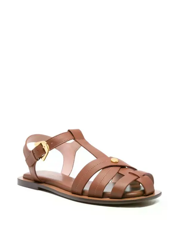 COCCINELLE Leather Flat Sandals - Brown