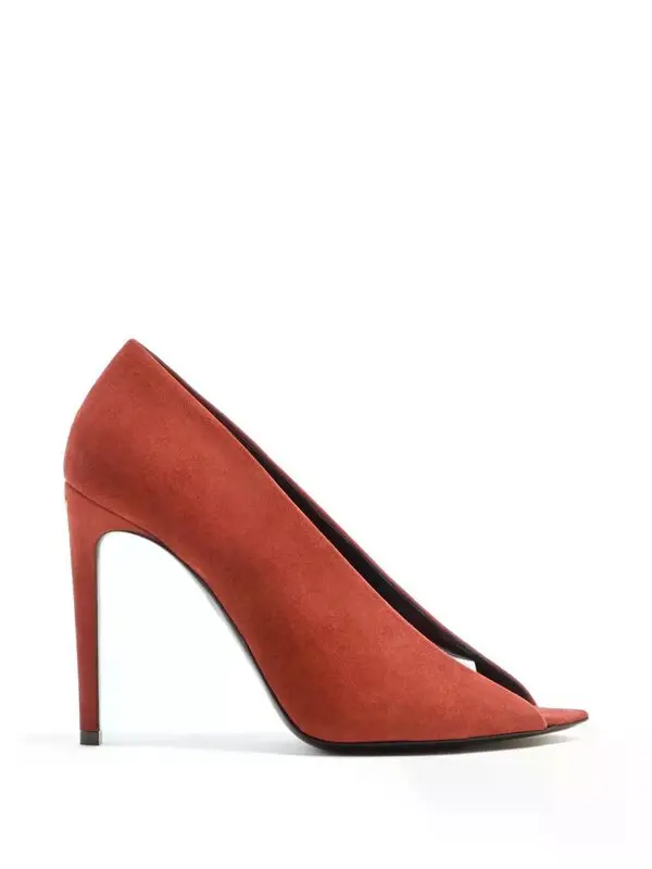 Valentino Garavani Open Toe Suede Pumps 105mm - Red