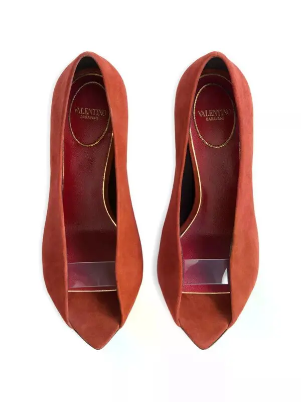 Valentino Garavani Open Toe Suede Pumps 105mm - Red